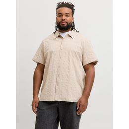 Jack & Jones PlusSize Jack & Jones Plussize Herren Jack & Jones PlusSize Kurzarmhemd &raquo;JORRIVIERA TEXTURE SHIRT SS PLS&laquo; mit Knopfleiste beige 4XL, N-Gr