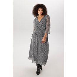 Aniston Plus Damen Aniston PLUS Meshkleid in Wickeloptik - NEUE KOLLEKTION schwarz-wei&szlig; 54, N-Gr
