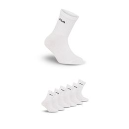 Fila Herren Socken 6 Paar tlg. breites Rippenb&uuml;ndchen, Cotton-Mix, Unisex wei&szlig; 27-30
