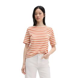 Marc O'Polo Marc O'polo Damen Marc O'Polo T-Shirt straight aus weichem Jersey, geringelt orange S