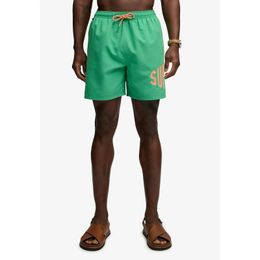 Superdry Herren Badeshorts &raquo;PRINTED LOGO 16 SWIM SHORT&laquo; modische Passform, unifarbenes Design, aus Polyester, pflegeleicht gr&uuml;n S, N-Gr