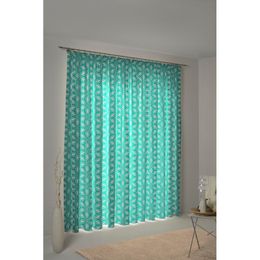 Adam Vorhang &raquo;Retro Floret&laquo; Kr&auml;uselband 1 Stk. tlg. aus 100% Bio-Baumwolle blau Jacquard, Baumwolle (Bio-Baumwolle) 145cm, Kr&auml;uselband, 145cm