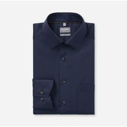 OLYMP Herren OLYMP Langarmhemd &raquo;Luxor comfort fit&laquo; Struktur - Satin, comfort fit, Businesshemd, New-Kentkragen blau 40, N-Gr