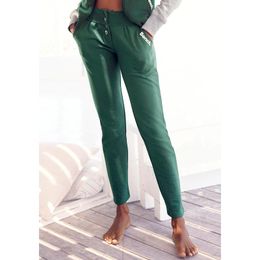 Bench. Loungewear Damen Sweathose mit Druckkn&ouml;pfen am Bund, Loungewear gr&uuml;n 32, N-Gr