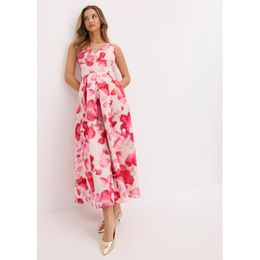 bonprix Damen bonprix Maxikleid ausgestellte Passform, gl&auml;nzender Satin mit floralem Print, &auml;rmellos 40, N-Gr