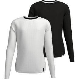 H.I.S. H.I.S M&auml;dchen Langarmshirt &raquo;2er Packung Shirts aus Rippware f&uuml;r M&auml;dchen&laquo; Packung, 2, 2 Stk. F&uuml;r TEENS. 2er Pack Basic Langarmshirts schwarz 140/146