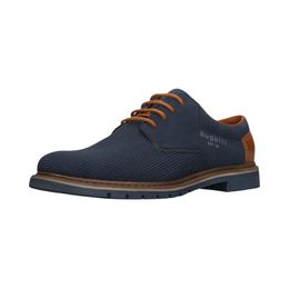 Bugatti Herren Bugatti Schn&uuml;rschuh Blockabsatz, Businessschuh, Abendschuh mit Logopr&auml;gung blau 45