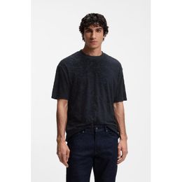 BOSS Orange Herren BOSS Orange T-Shirt florales Jacquardmuster, Baumwollfrottee, Relaxed Fit schwarz S