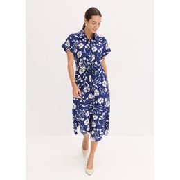 bonprix Damen bonprix Blusenkleid feminin geschnitten, mit Hemdblusenkragen, Kurzarm, mit Bindeband 40, N-Gr