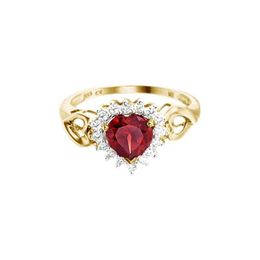 Firetti Damen Fingerring &raquo;Schmuck Geschenk Gold 333 Damenring Goldring Edelstein Farbstein&laquo; mit Granat, Zirkonia (synth.) rot 17, Gelbgold 333, 2mm