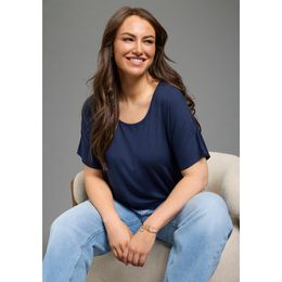 Laura Scott Curve Damen Laura Scott CURVE T-Shirt &raquo;Gro&szlig;e Gr&ouml;&szlig;en&laquo; figurumspielende Passform, mit Rundhalsausschnitt und Elastikbund 40/42