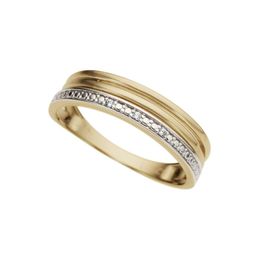 Firetti Damen Diamantring &raquo;Schmuck Geschenk Gold 333 Bicolor in mehrreihiger St&auml;bchen-Optik&laquo; mit Brillanten gold 17, 0,02 P2 = erkennbare Einschl&uuml;sse,