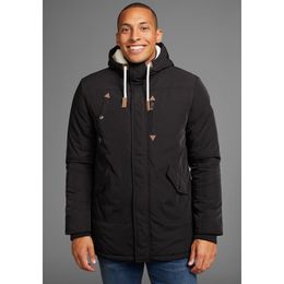 Bruno Banani Herren Winterjacke mit Kapuze modischer Stil, taillierte Passform, mit Kapuze, mit Kordelz&uuml;gen schwarz XXL
