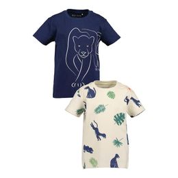 Blue Seven Jungen T-Shirt Packung, 2 Basic-Passform, mit kurzen &Auml;rmeln, mit Druck und Unifarben bunt 110