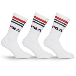 Fila Herren Socken 3 Paar, breites Rippenb&uuml;ndchen, Logoschriftzug, Cotton-Mix wei&szlig; 43-46