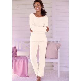 Vivance Dreams By Lascana Damen Vivance Dreams by Lascana Pyjama Set, 2 mit romantischem Ajour Muster wei&szlig; 44/46