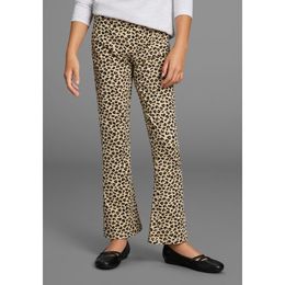 Kidsworld M&auml;dchen Kidsworld Leggings &raquo;Leggings mit Schlag&laquo; Jazzpants Bootcut, Leoprint beige 176, N-Gr