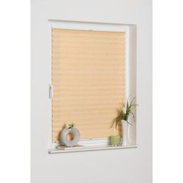 K-home Plissee &raquo;LUCERA&laquo; Lichtschutz ohne Bohren verspannt BAMBUS-Plissee beige Obermaterial: 100% Bambus 130cm, zweiseitig verschiebbar, 40cm