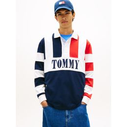 Tommy Jeans Herren Langarm-Poloshirt &raquo;TJM RELAXED FIT ARCHIVE RUGBY&laquo; Relaxed fit mit Markenprint bunt L