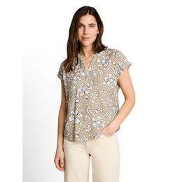 Tom Tailor Damen Tom Tailor Kurzarmbluse Sommerbluse mit floralem Muster beige 38