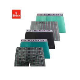 H.I.S. H.I.S Herren Hipster Packung, 5 Stk. knapp sitzende Boxershorts aus Baumwoll-Stretch gr&uuml;n M, 5 Stk.