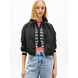 Tommy Jeans Damen Kurzjacke &raquo;TJW TIE SIDE HIGH NECK JACKET&laquo; Taillenbund mit seitlichen Bindeb&auml;ndern schwarz M (38)