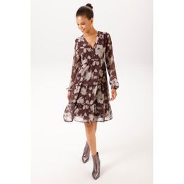 Aniston Casual Damen Aniston CASUAL Blusenkleid mit grafischen Batik-Blumen bedruckt - NEUE KOLLEKTION braun 48, N-Gr