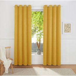 OTTO home Vorhang &raquo;SOLA&laquo; &Ouml;sen 1 Stk. tlg. blickdicht, &Ouml;sen-Aufh&auml;ngung, w&auml;rmeabweisend,, 1er oder 2er Set gold Polyester, Polyester 225cm, &Ouml;sen, 130cm