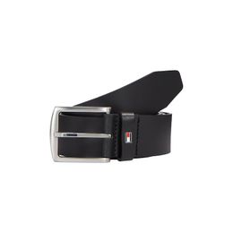 Tommy Hilfiger Herren Lederg&uuml;rtel &raquo;New Denton 4 cm breit&laquo; NEW DENTON BELT mit Flag-Logoschlaufe schwarz 105