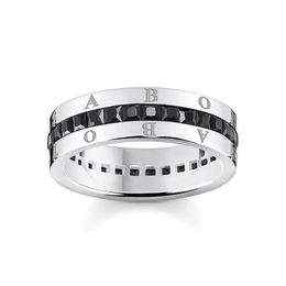 Thomas Sabo Damen Thomas Sabo Fingerring &raquo;schwarze Steine pav&eacute;, TR2361-643-11-52,54,56,58&laquo; mit Zirkonia (synth.) silber 54, Silber 925 (recycelt), 6mm