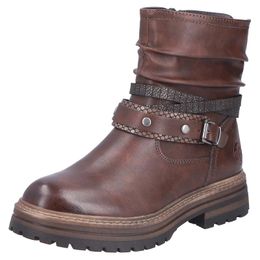 Rieker Damen Winterstiefelette Boots, Blockabsatz, mit Zierriemchen am slouchy Schaft braun 38