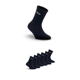 Fila Herren Socken 6 Paar tlg. breites Rippenb&uuml;ndchen, Cotton-Mix, Unisex schwarz 35-38