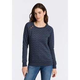 Ragwear Damen Sweatshirt &raquo;DARIA ZIG ZAG O&laquo;, mit Zierkn&ouml;pfen am Ausschnitt blau XXL