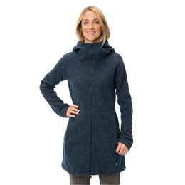 Vaude Damen Vaude Strickfleecejacke &raquo;WOMEN'S TINSHAN COAT III&laquo; mit Kapuze f&uuml;r den modernen Alltag und Wandern, mit Kapuze, hoher Stehkragen blau 40