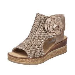 Rieker Damen Schaftsandalette Keilsandale, Sommerschuh, Plateausandalette mit Bl&uuml;te beige 43
