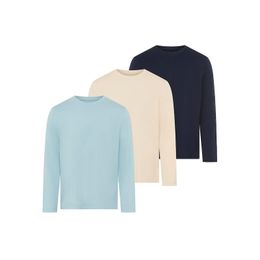 MAN'S WORLD Man's World Herren Langarmshirt &raquo;neue Farbe !&laquo; 3er-Pack, Langarm, unifarben, aus Baumwolle, im 3er-Pack blau 48/50 (M)