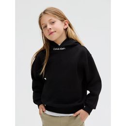 Calvin Klein Jeans Jungen Kapuzensweatshirt &raquo;NECK EMBRO LOGO TERRY HOODIE&laquo;, f&uuml;r Kinder bis 16 Jahre, Logo-schriftzug schwarz 4 (104)