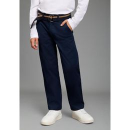 Kangaroos Herren Kangaroos Chinohose &raquo;Kangaroos Chinohose mit G&uuml;rtel im Set&laquo; Hose im perfekten Look, gerades Bein, verstellbarer Gummizugbund blau 170