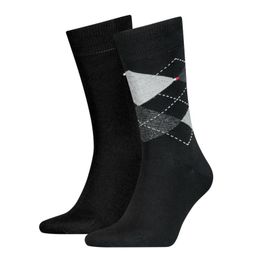 Tommy Hilfiger Herren Socken &raquo;TH MEN SOCK CHECK 2P&laquo; 2 Paar, 2 Stk. tlg. mit klassischem Argyle-Design schwarz 47-49