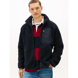 Tommy Hilfiger Herren Sweatjacke &raquo;TEDDY FLEECE ZIP THROUGH&laquo; &Uuml;bergangsjacke Herbstjacke Teddy Pl&uuml;sch Soft Jacke schwarz 3XL