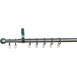 Indeko Gardinenstange &raquo;Formentor&laquo; &Oslash; 20 mm 1 l&auml;ufig-l&auml;ufig ausziehbar stufenlos verstellbare Teleskopstange silber Stahl L: 120cm - 230cm &Oslash; 20mm, 1 Stk