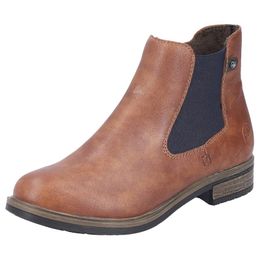 Rieker Damen Chelseaboots , Schlupfboots, Stiefelette, Blockabsatz, mit w&auml;rmendem Textilfutter braun 41