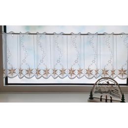 Stickereien Plauen Scheibengardine &raquo;Sternenglanz&laquo; Stangendurchzug 1 Stk. tlg. gold Voile, Polyester 35cm, Stangendurchzug, 95cm