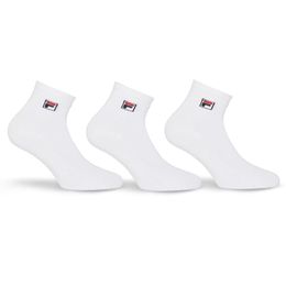 Fila Damen Kurzsocken &raquo;UNISEX QUARTER PLAIN SOCKS&laquo; 3 Paar tlg. mit eingestrickem Logo wei&szlig; 43-46