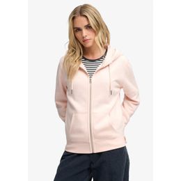 Superdry Damen Kapuzensweatjacke &raquo;SIGNATURE EMB ZIPHOOD&laquo; Baumwollmischung, relaxed fit rosa XL