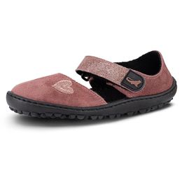 Leguano M&auml;dchen Barfu&szlig;schuh &raquo;LEGUANITO JARINA&laquo; , Halbschuh, Bequemschuh mit Glitzer und Herzapplikation rot 28