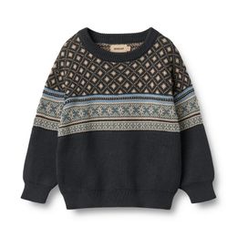 Wheat Kinder Wheat Strickpullover &raquo;Jacquard Pullover Julius&laquo; Baumwolle, regular fit blau 122