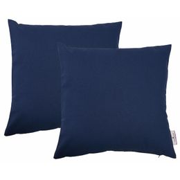Tom Tailor HOME Dekokissen &raquo;Dove&laquo; unifarben, Kissenh&uuml;llen ohne F&uuml;llung, 2er Pack blau Baumwolle B/L: 48cm x 48cm, 2 Stk.