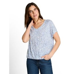 Tom Tailor Damen Tom Tailor Kurzarmshirt Sommershirt mit Allover-Muster und V-Ausschnitt L