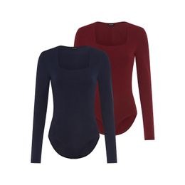 Laura Scott Damen Langarmbody Packung, 2er-Pack, mit Karree-Ausschnitt, sehr figurbetont 44, N-Gr